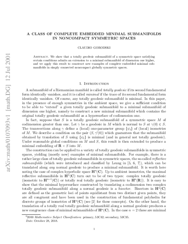 (PDF) A class of complete embedded minimal submanifolds in noncompact ...