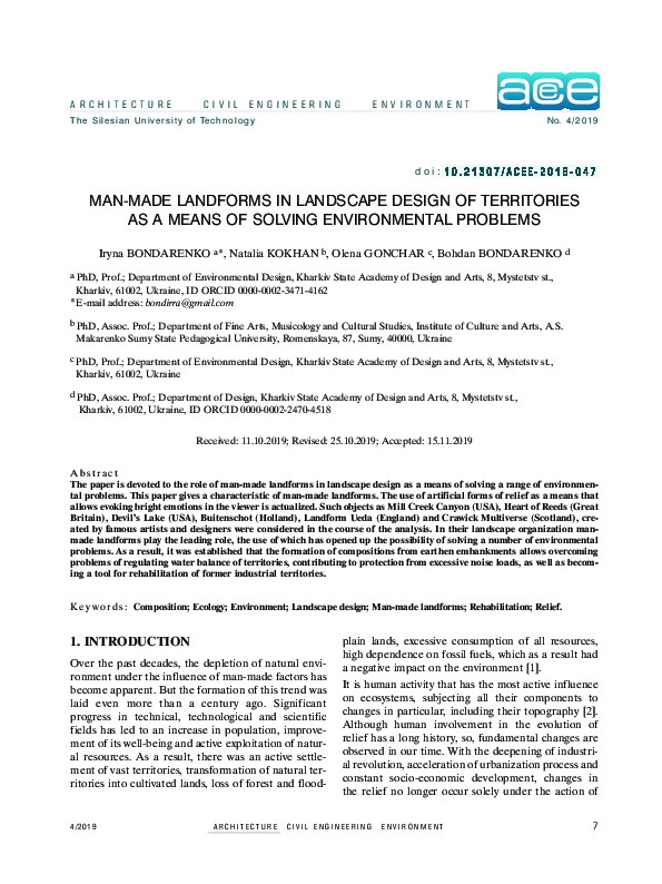 (PDF) Man-Made Landforms in Landscape Design of Territories as a Means ...