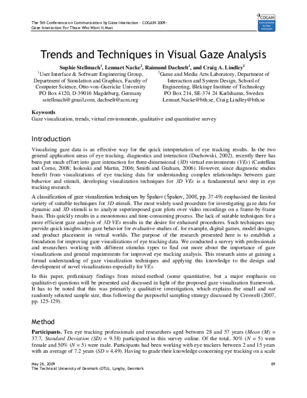 (PDF) Trends and Techniques in Visual Gaze Analysis