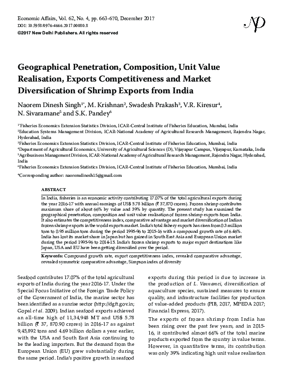 (PDF) Geographical Penetration, Composition, Unit Value Realisation, Exports Competitiveness and ...