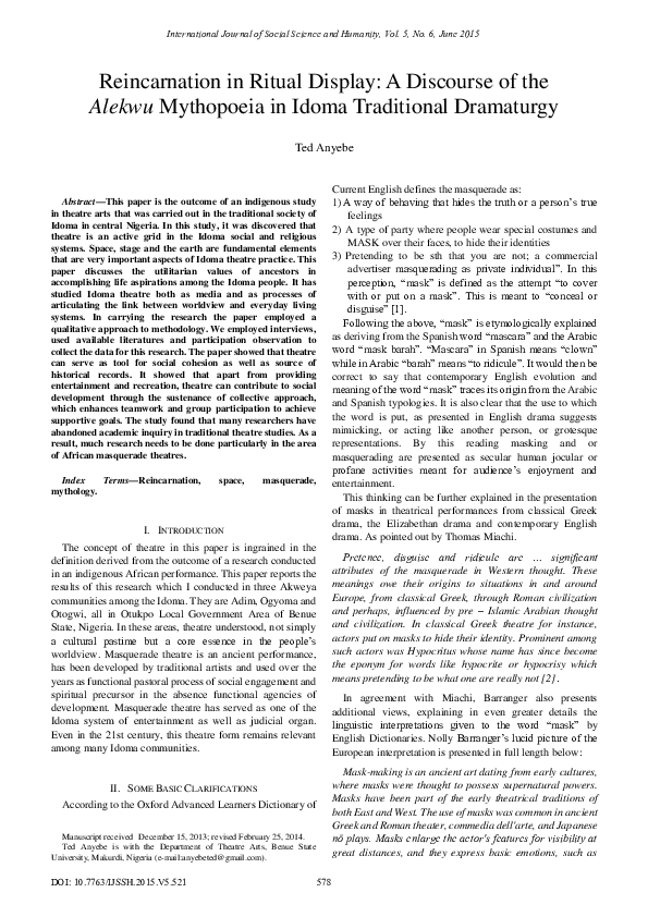 (PDF) Reincarnation in Ritual Display: A Discourse of the Alekwu ...