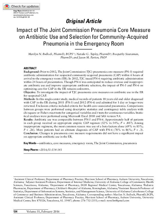 (PDF) Impact of The Joint Commission Pneumonia Core Measure on ...