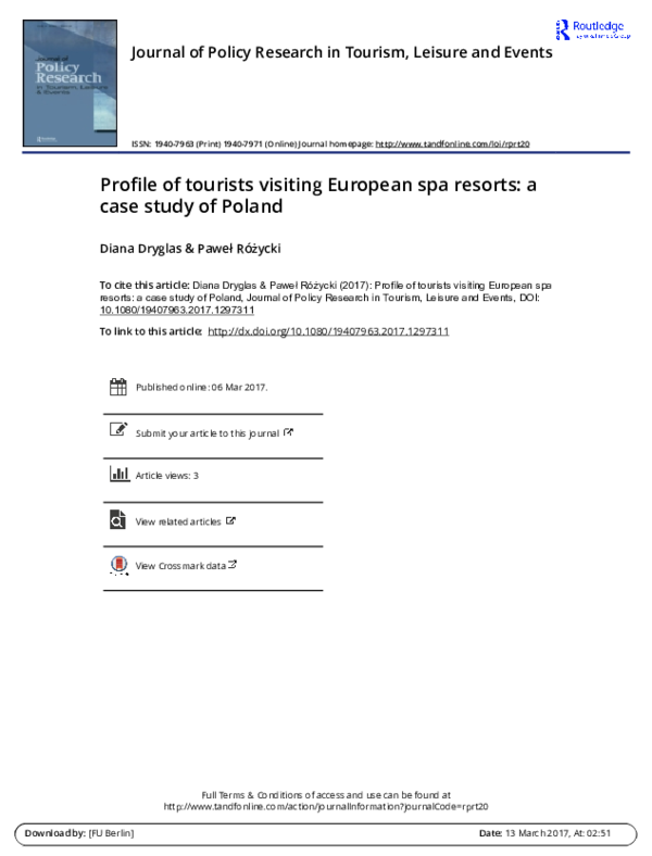 (PDF) Profile of tourists visiting European spa resorts: a case study ...