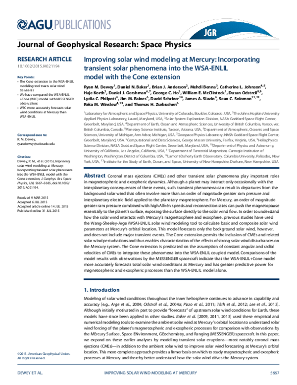 (PDF) Improving solar wind modeling at Mercury: Incorporating transient ...