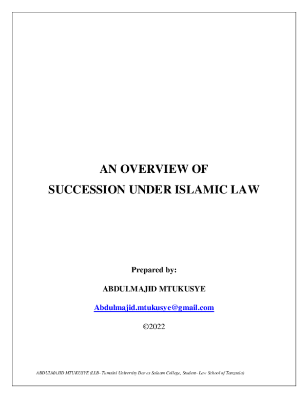 (PDF) AN OVERVIEW OF SUCCESSION UNDER ISLAMIC LAW