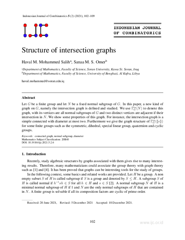 (PDF) Structure of intersection graphs