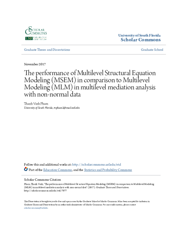 (PDF) The performance of Multilevel Structural Equation Modeling (MSEM) in comparison to ...