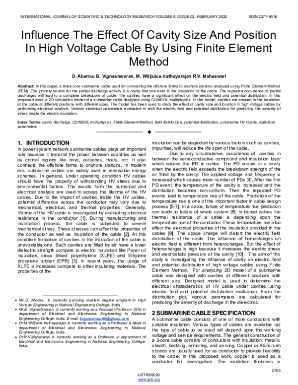 Pdf Influence The Effect Of Cavity Size And Position In High Voltage