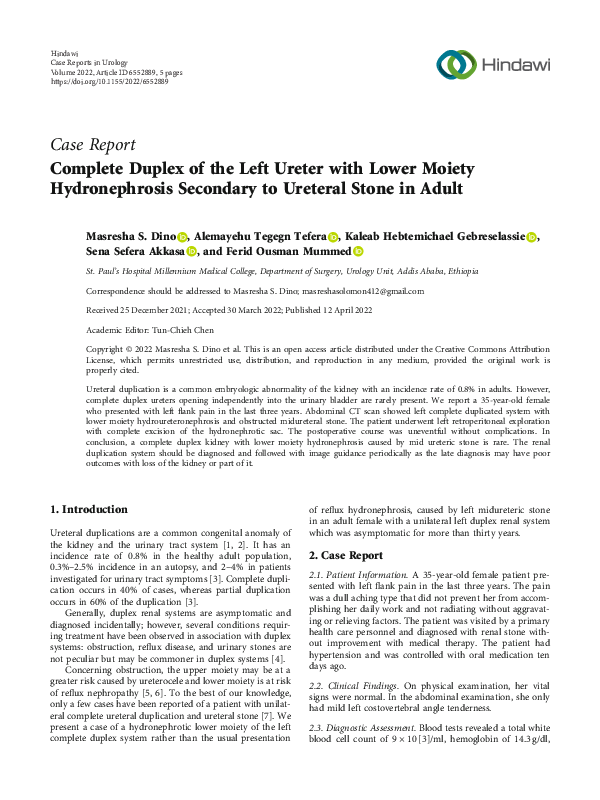 (PDF) Complete Duplex of the Left Ureter with Lower Moiety ...