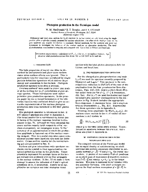 (PDF) Photopion production in the Fermi-gas model