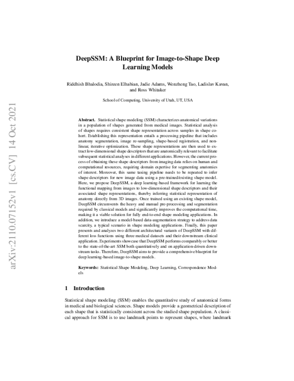 (PDF) DeepSSM: A Blueprint for Image-to-Shape Deep Learning Models