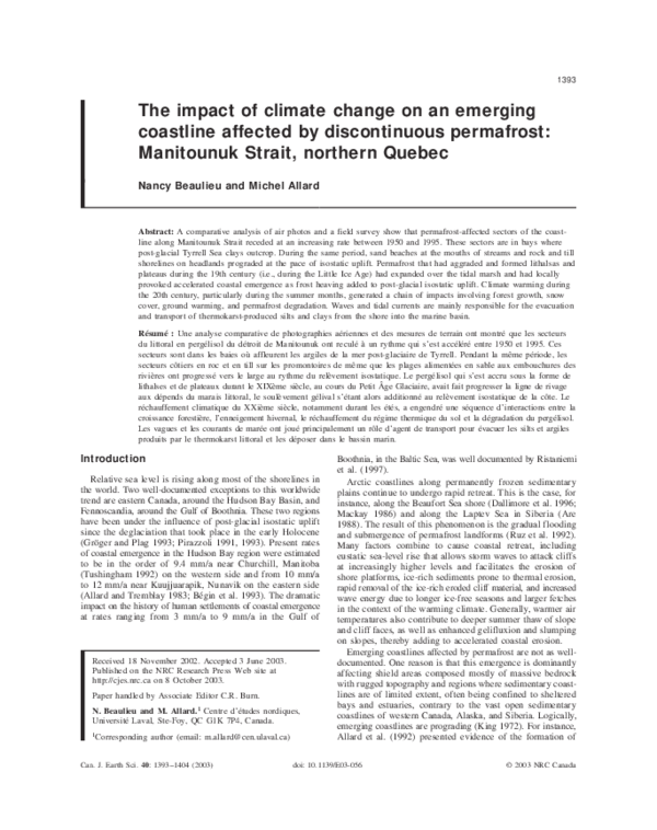 (PDF) The impact of climate change on an emerging coastline affected by ...