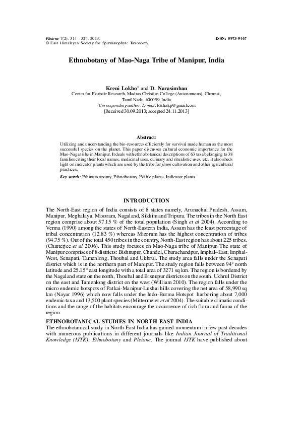 (PDF) Ethnobotany of Mao-Naga Tribe of Manipur, India