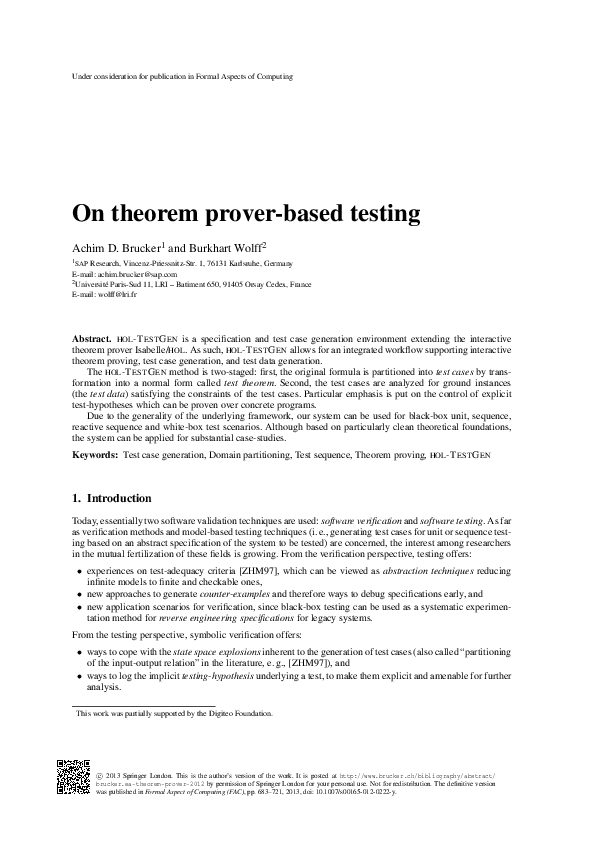 (PDF) On theorem prover-based testing