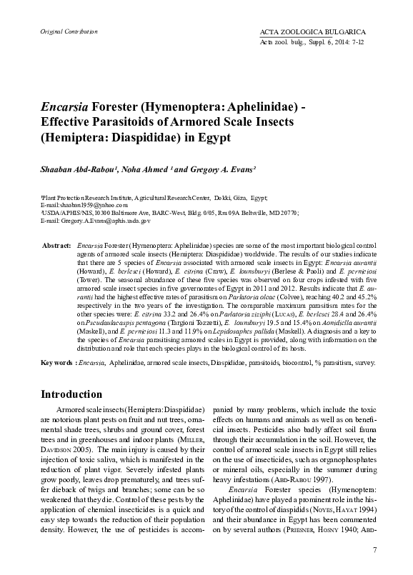 Encarsia Forester (Hymenoptera: Aphelinidae) - Effective Parasitoids of ...