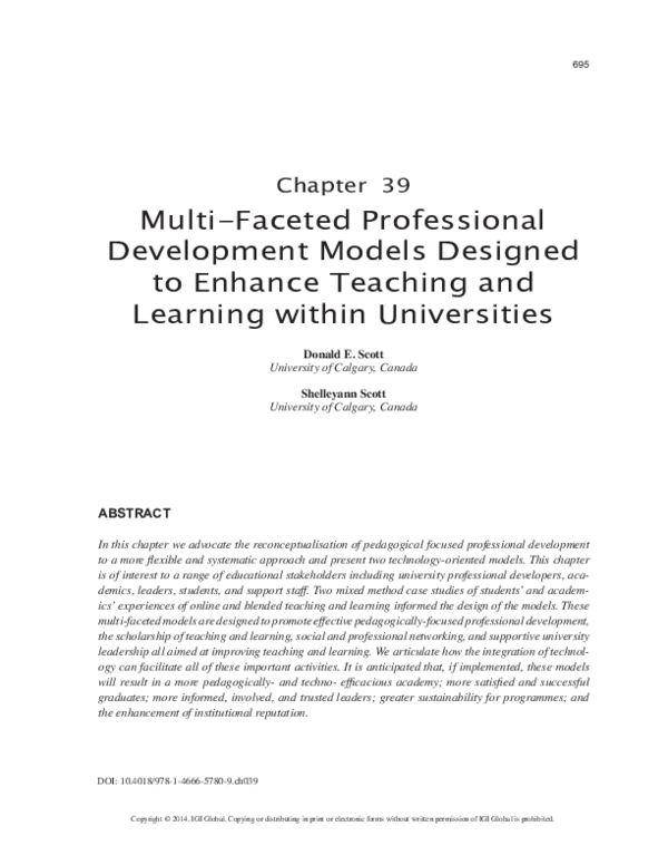 (PDF) Multi-Faceted Professional Development Models Designed to Enhance ...