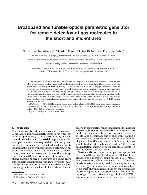 (PDF) Broadband and tunable optical parametric generator for remote detection of gas molecules ...