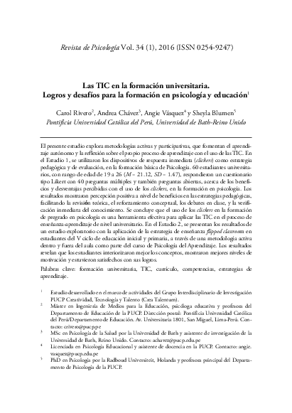 (PDF) Las TIC en la formaci n universitaria. Logros y desaf os para la formaci n en psicolog a y ...