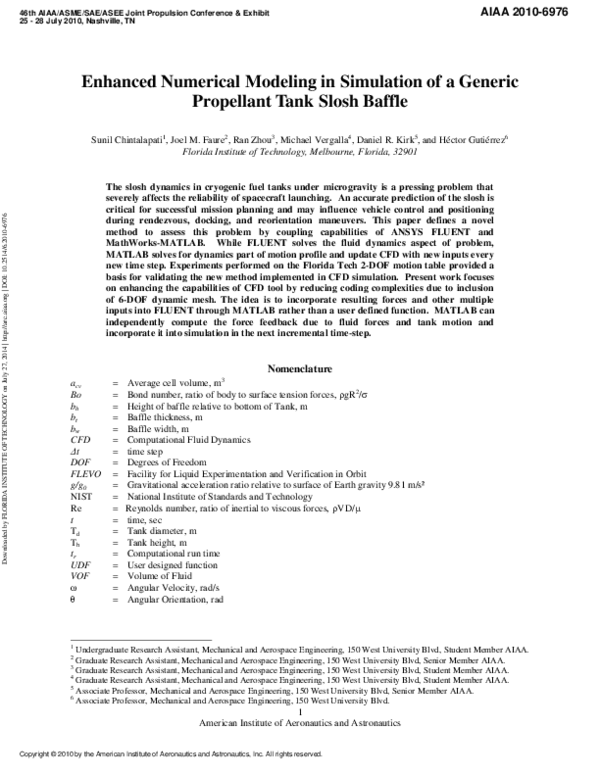 (PDF) Enhanced Numerical Modeling in Simulation of a Generic Propellant ...