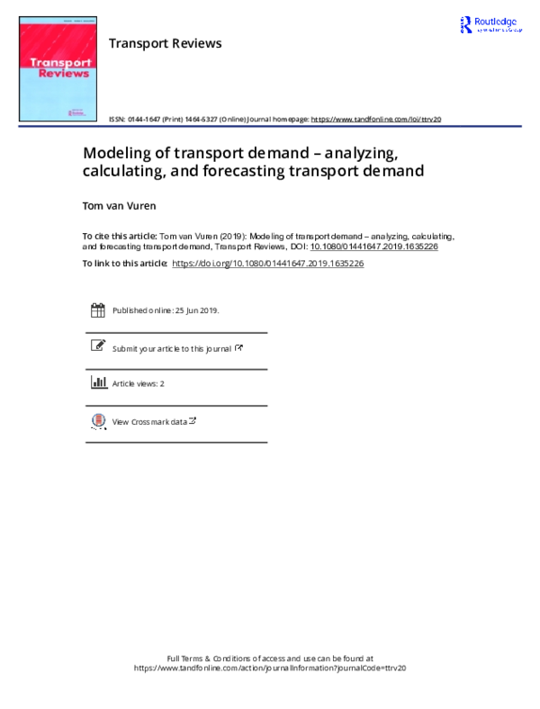 (PDF) Modeling of transport demand – analyzing, calculating, and ...