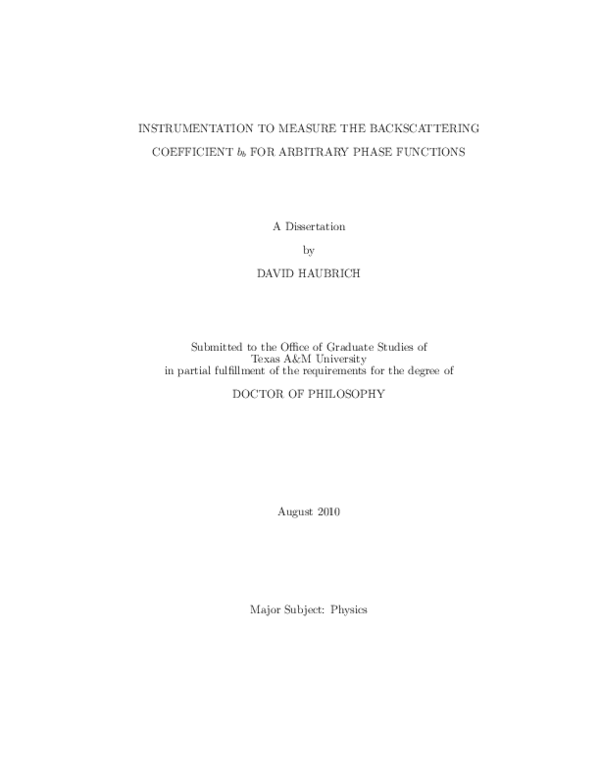 (PDF) Instrumentation to measure the backscattering coefficient b_b for ...