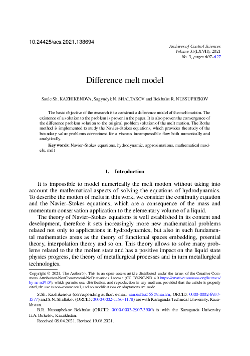 (PDF) Difference melt model