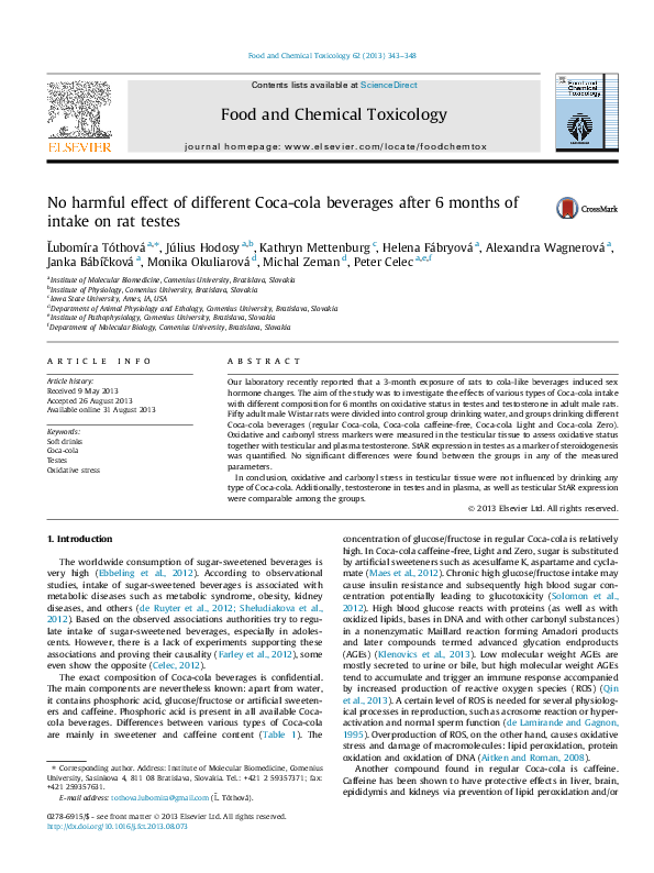 (PDF) No harmful effect of different Coca-cola beverages after 6months ...