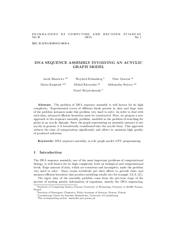 (PDF) Acyclic Graph Approach to DNA Assembly