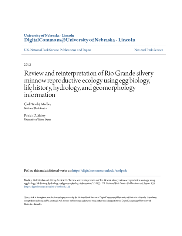 (PDF) Review and reinterpretation of Rio Grande silvery minnow ...