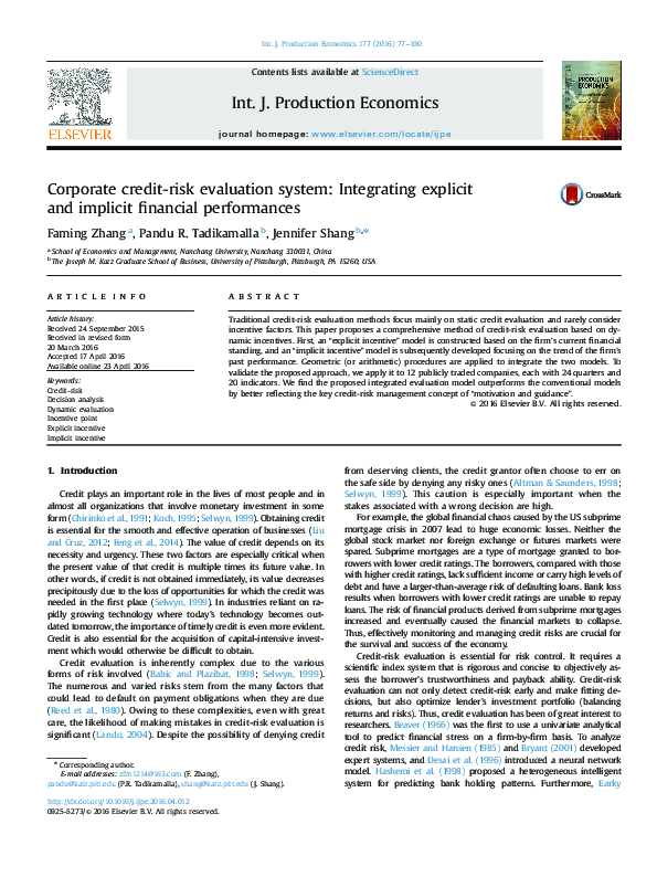 (PDF) Corporate credit-risk evaluation system: Integrating explicit and ...