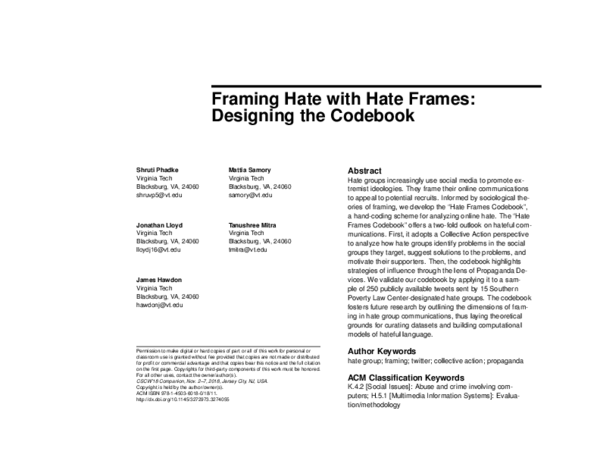 (PDF) Framing Hate with Hate Frames