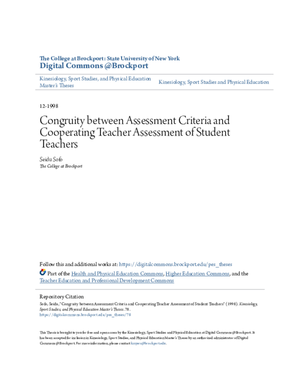 (PDF) Congruity between Assessment Criteria and Cooperating Teacher Assessment of Student Teachers