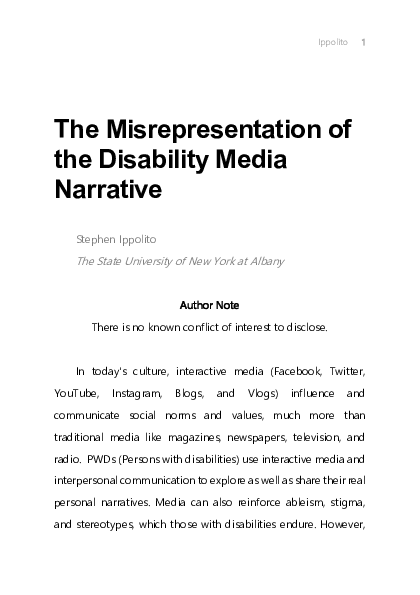 (PDF) The Misrepresentation of the Disability Media Narrative