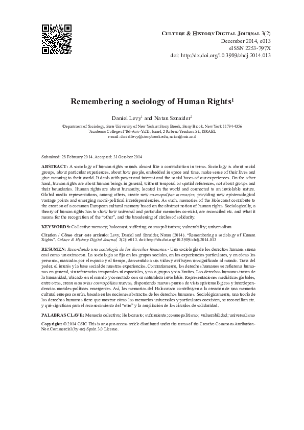 (PDF) Remembering a sociology of Human Rights
