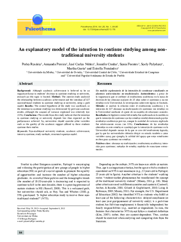 (PDF) An explanatory model of the intention to continue studying among nontraditional university ...
