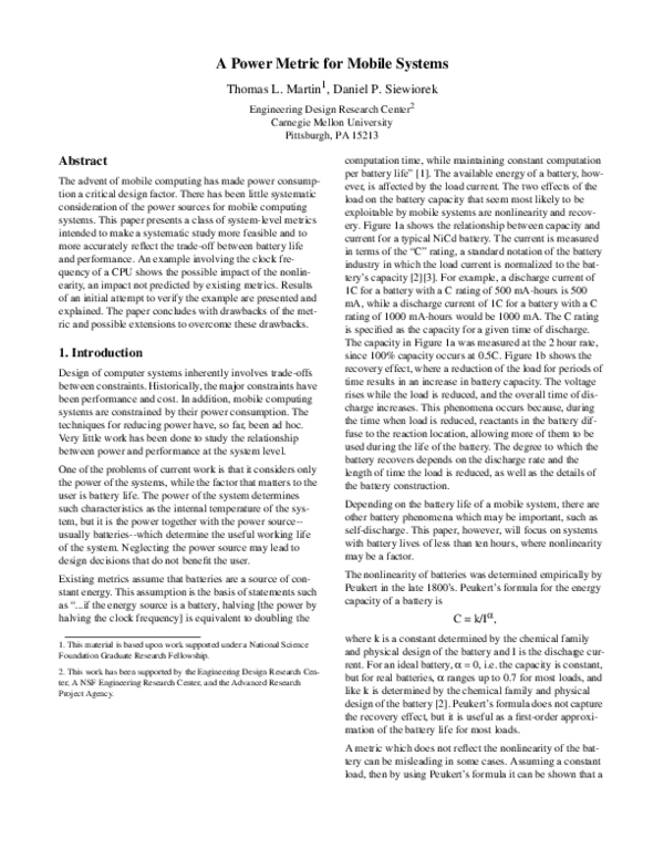 (PDF) A power metric for mobile systems