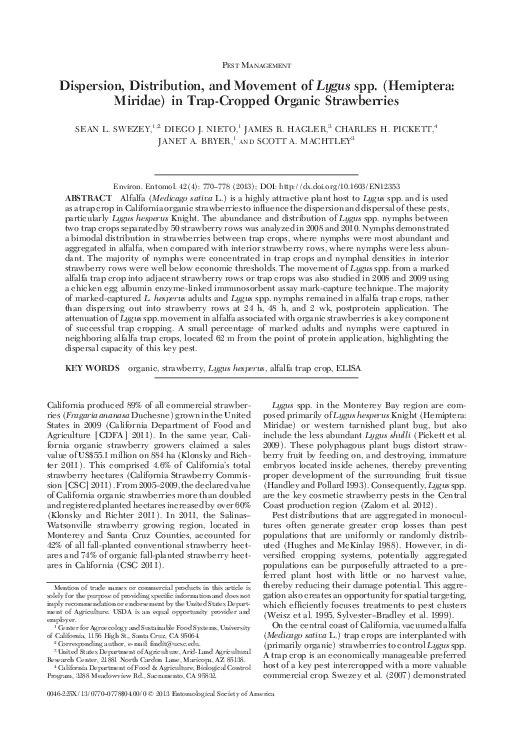 (PDF) Dispersion, Distribution, and Movement of Lygus spp. (Hemiptera ...