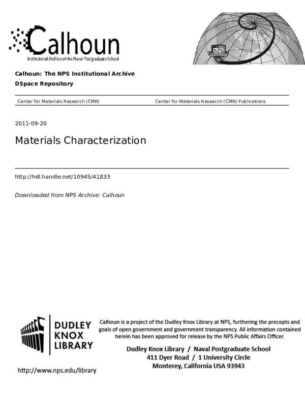 (PDF) Materials Characterization