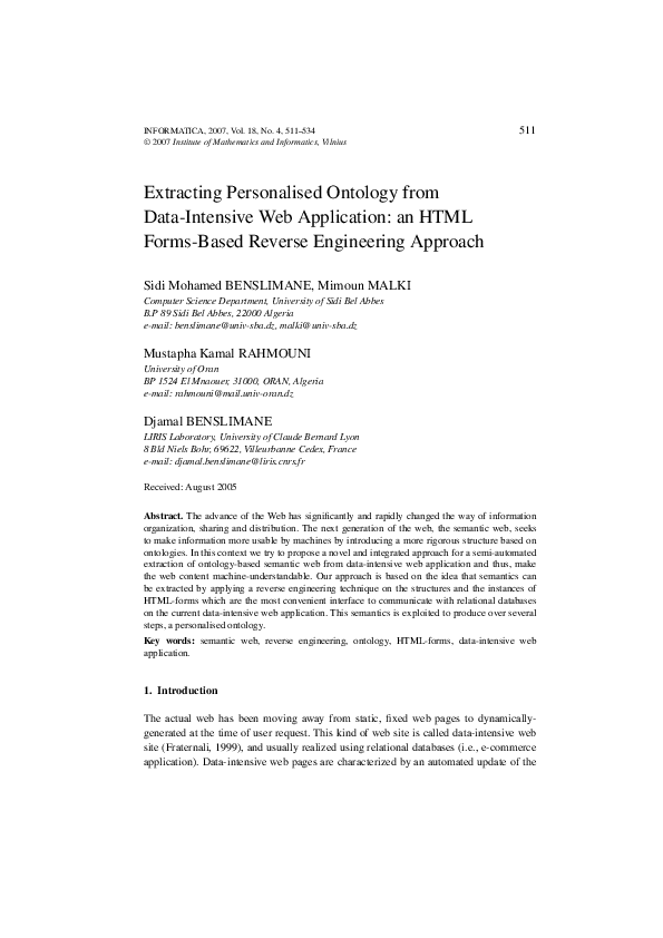 (PDF) Extracting Personalised Ontology from Data-Intensive Web Application: an HTML Forms-Based ...