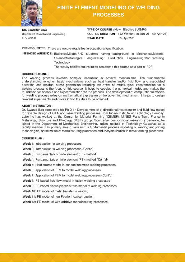 (PDF) Finite element modeling of welding processes