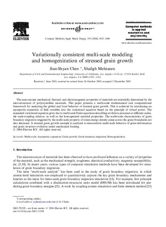 Pdf Variationally Consistent Multi Scale Modeling And Homogenization Of Stressed Grain Growth