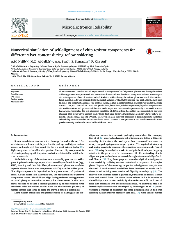 (PDF) Numerical simulation of self-alignment of chip resistor components for different silver ...