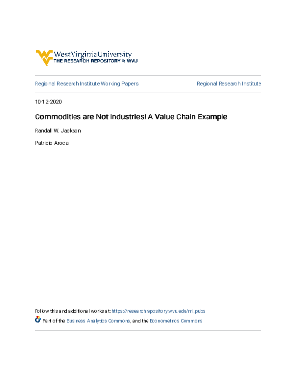 (PDF) Commodities are Not Industries! A Value Chain Example