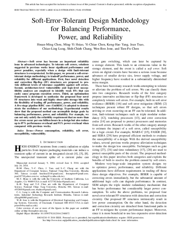 (PDF) Methodology for Soft Error Tolerance Design