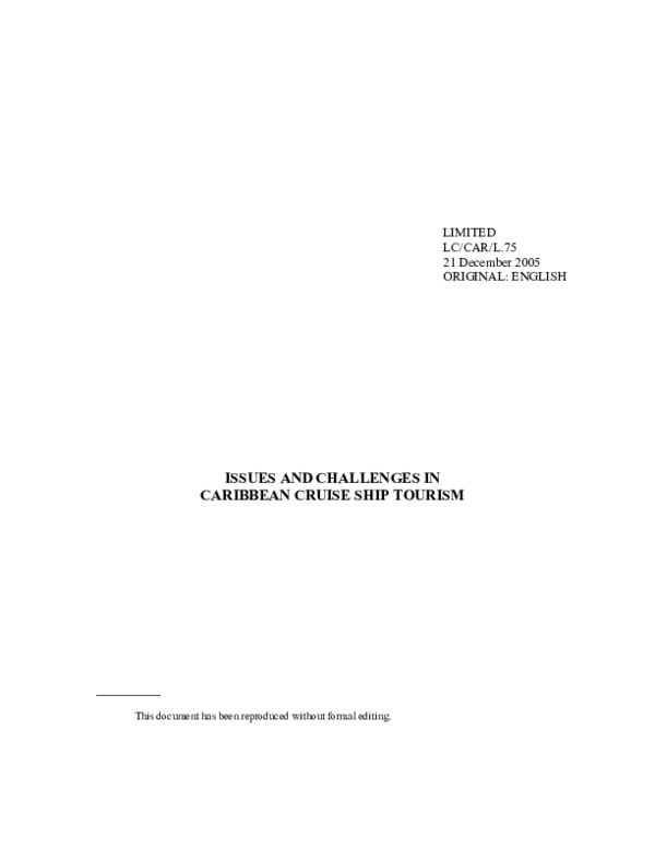 (PDF) Issues and challenges in Caribbean cruise ship tourism