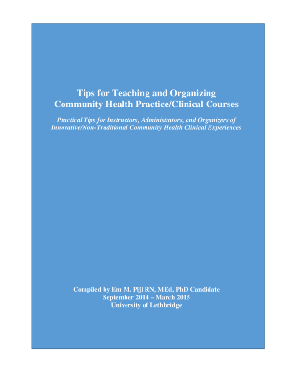 (PDF) Tips for Teaching Community Health Practice/Clinical Courses ...