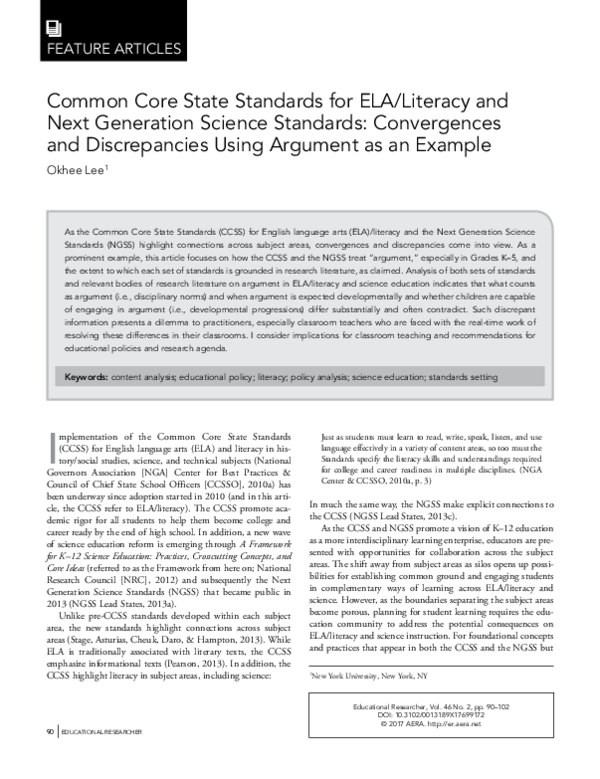 (PDF) Common Core State Standards for ELA/Literacy and Next Generation ...
