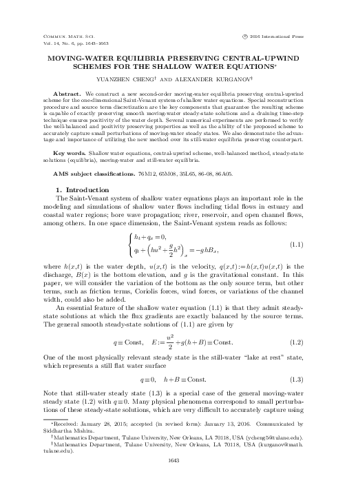 (PDF) Moving-water equilibria preserving central-upwind schemes for the ...