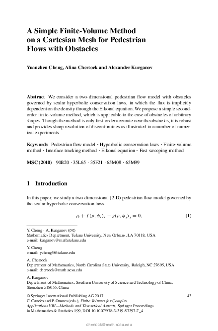 (PDF) A Simple Finite-Volume Method on a Cartesian Mesh for Pedestrian ...