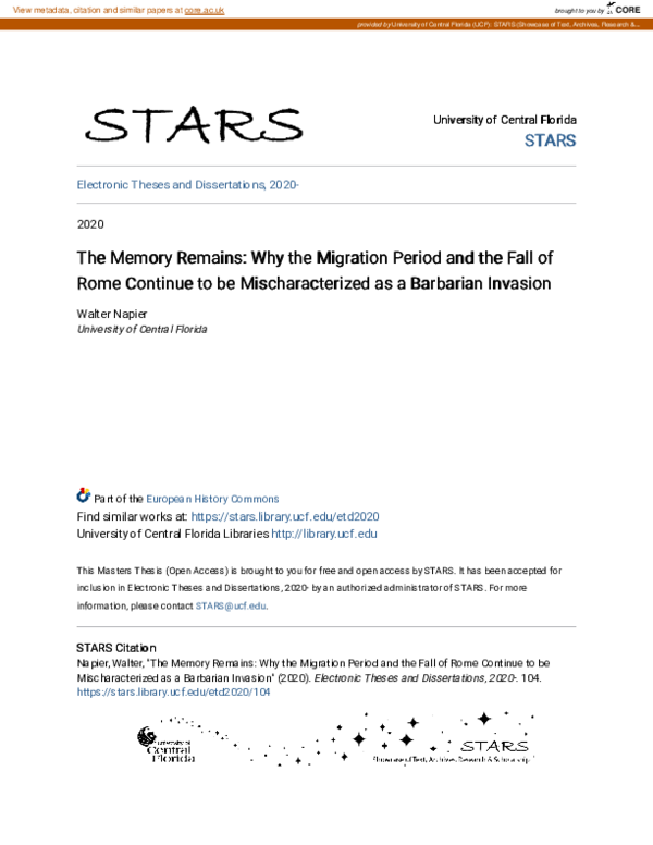 (PDF) The Memory Remains Why the Migration Period and the Fall of Rome ...